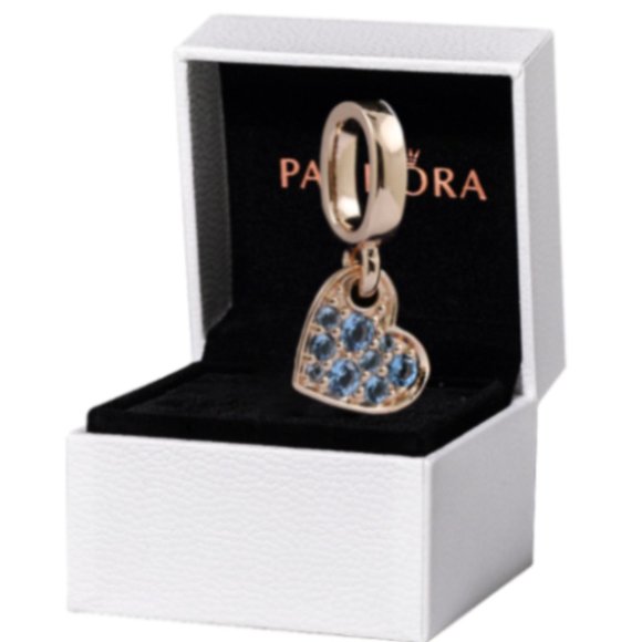 Jewelry | Pandora Light Blue Pav Tilted Heart Dangle Charm | Poshmark